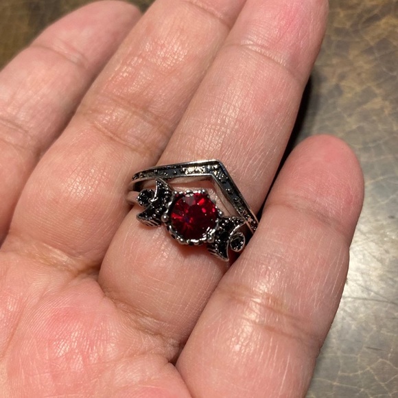 Jewelry | 2pc Ring Red Ruby Triple Moon Goddess Hecate Mother Witch ...